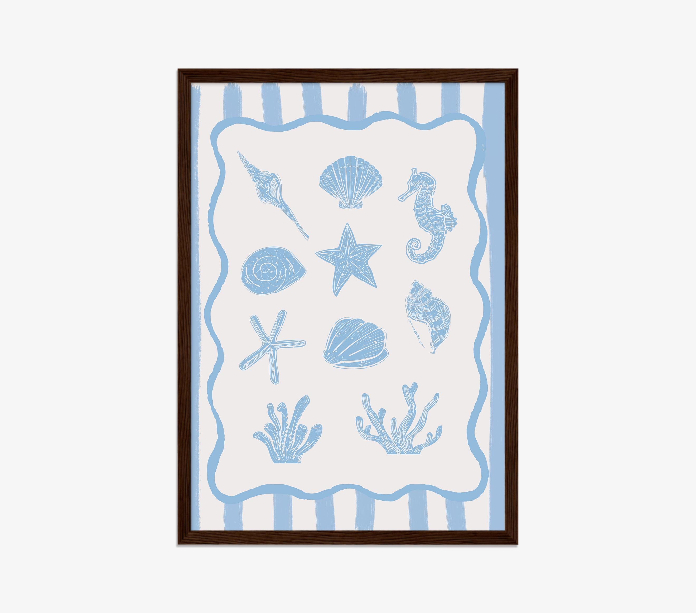 Blue Beach Shells Poster | Summer Vibes Ocean Sea Wall Art | Chill Vibe ...