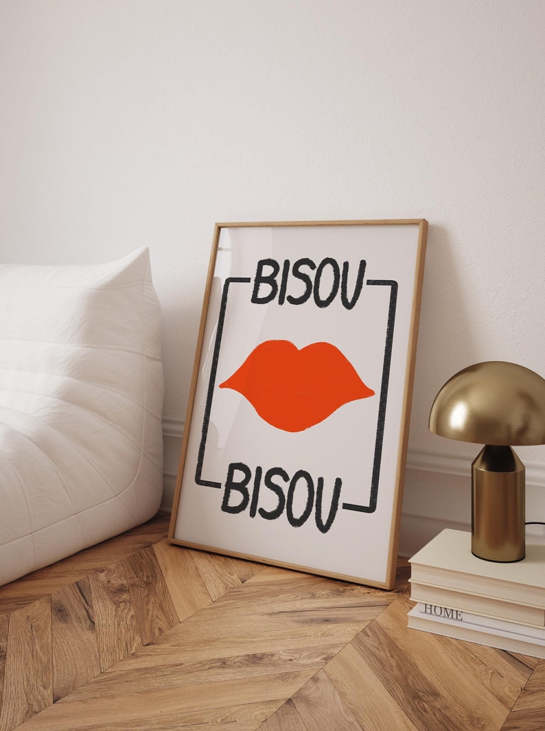Bisou Lips Quote Print | French Kisses Typography (digital Download) - Etsy