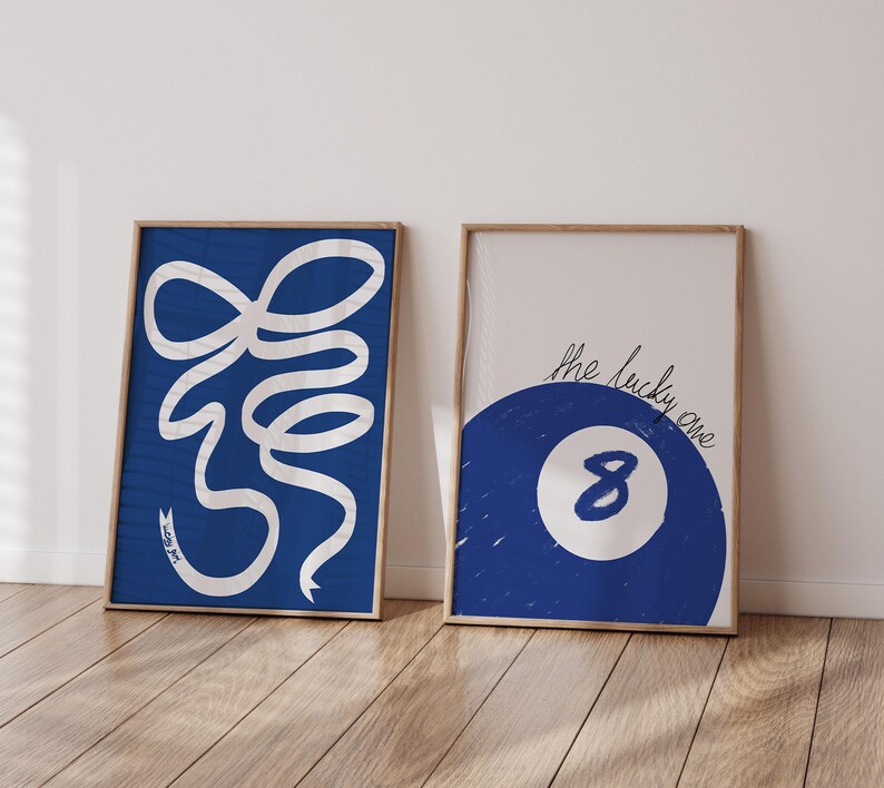 Printable Set of 8 Navy Blue Dorm Preppy Posters | Ace of Hearts Print ...