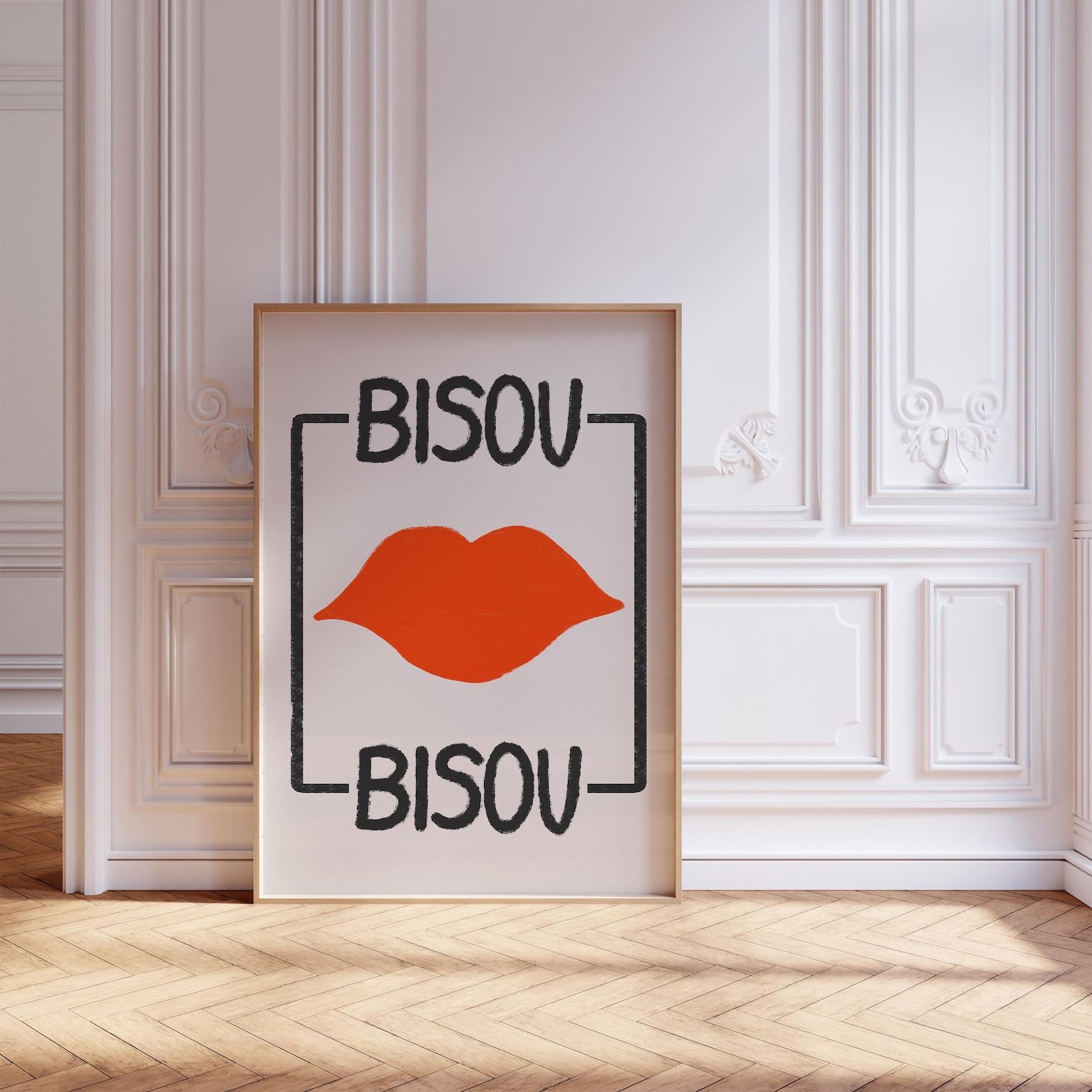 Bisou Lips Quote Print | French Kisses Typography (digital Download) - Etsy