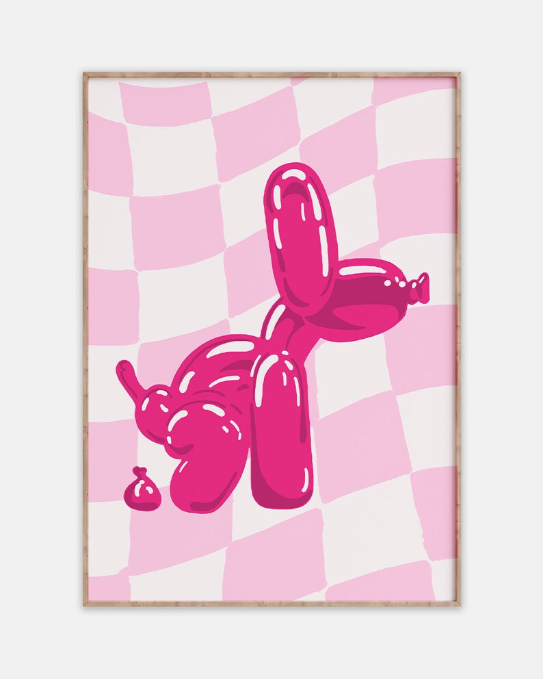 Printable Pink Balloon Dog Poster | Dorm Preppy Eclectic Print | Modern ...
