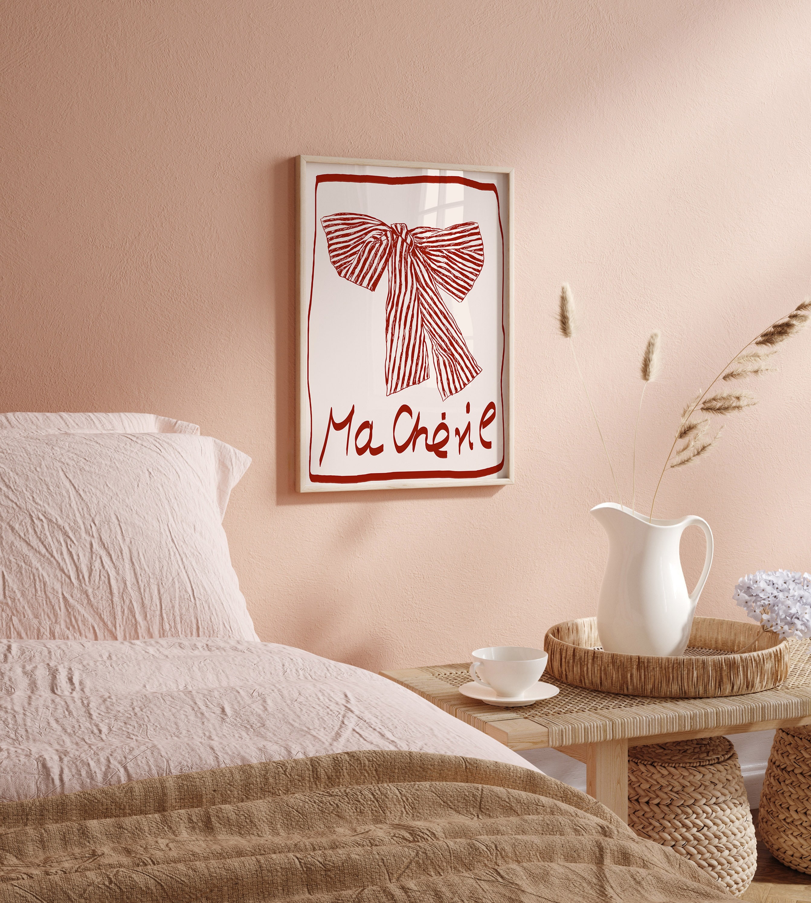 Red Striped Bow Ma Cherie Print | Girly Dorm Decor (digital Download ...