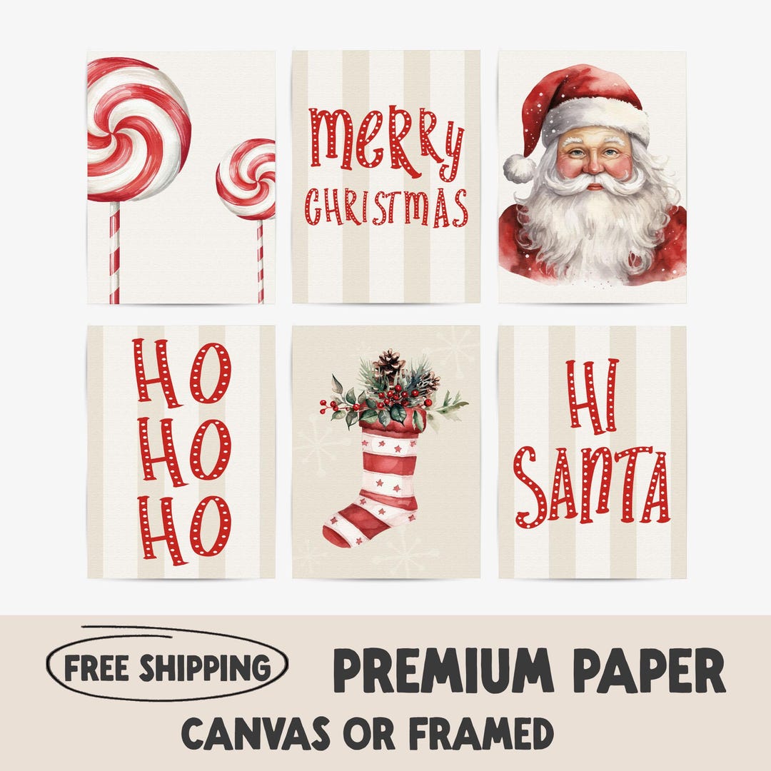 Vintage Christmas Print Set | Santa, Sweets, & Festive Quotes - Etsy