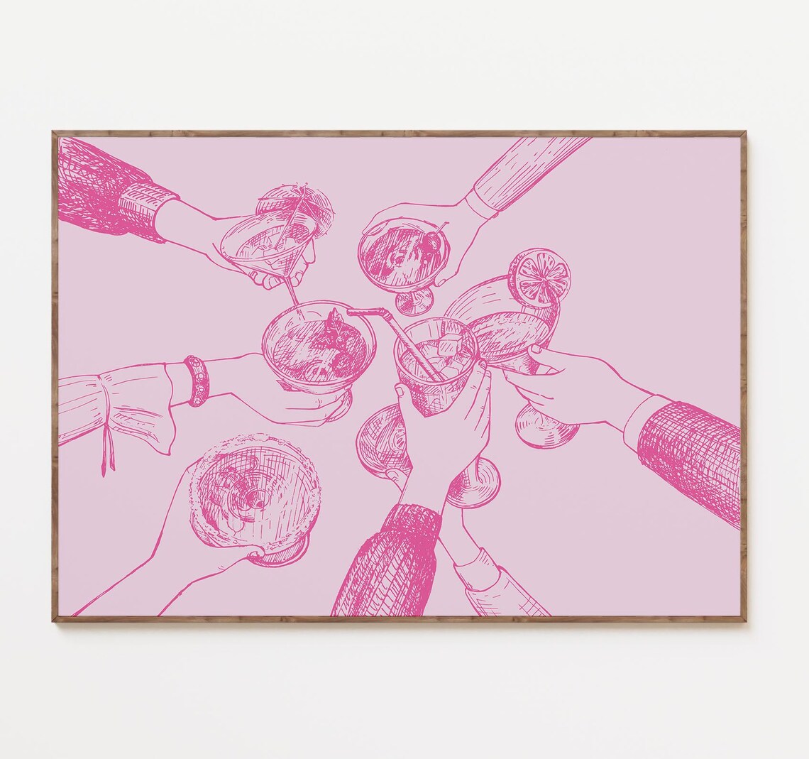 Printable Gallery Set of 10 Preppy Aesthetic Posters | Dorm Red Pink ...