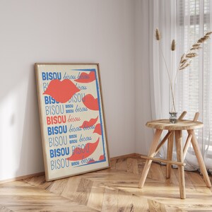 Bisou Bisou Quote Print | Romantic Lips, Modern Typography (digital ...
