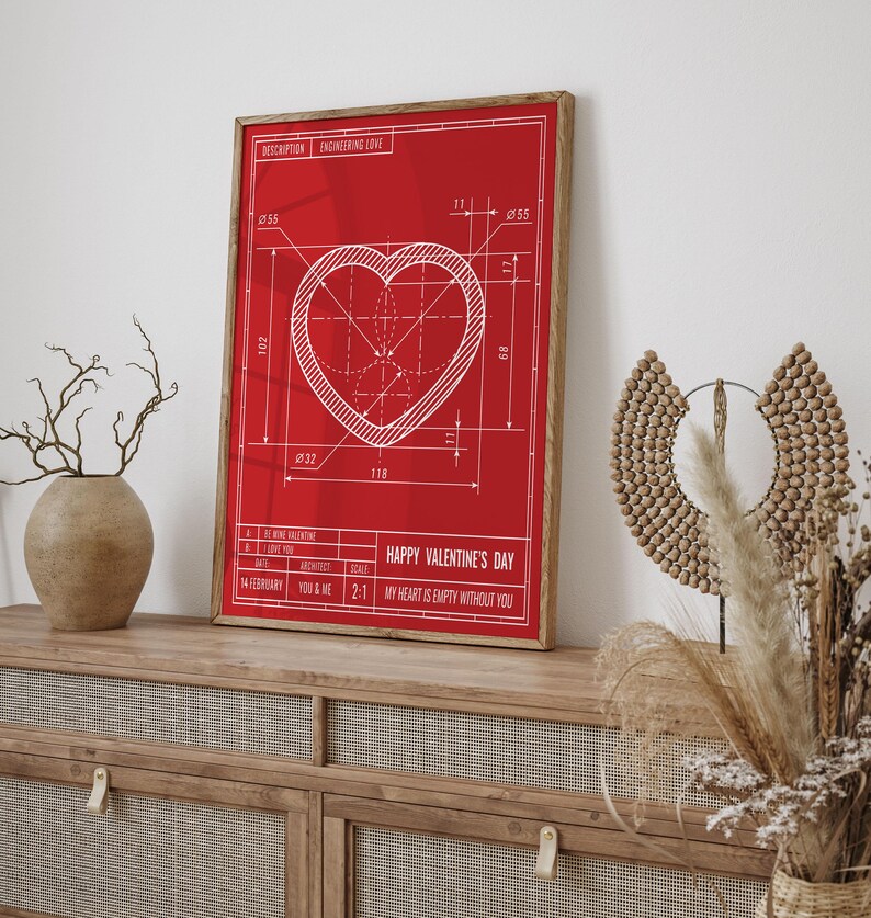 Valentine's Day Love Print | Engineering Love | Retro Romantic Couple's ...