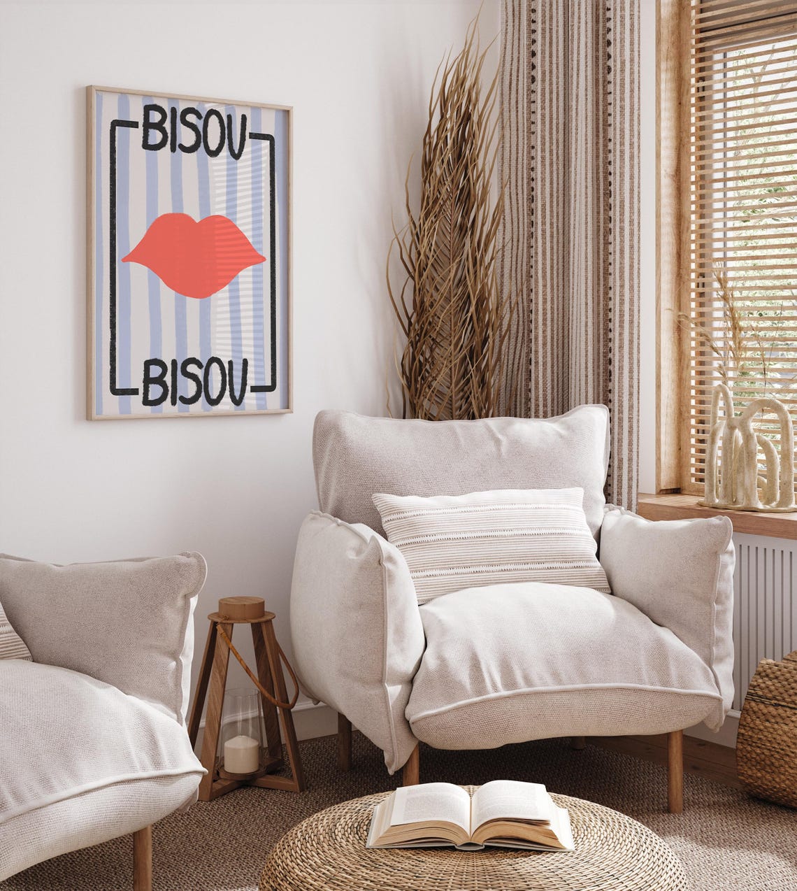 Printable Bisou Bisou Quote French Kisses Poster Romantic Red Lips ...