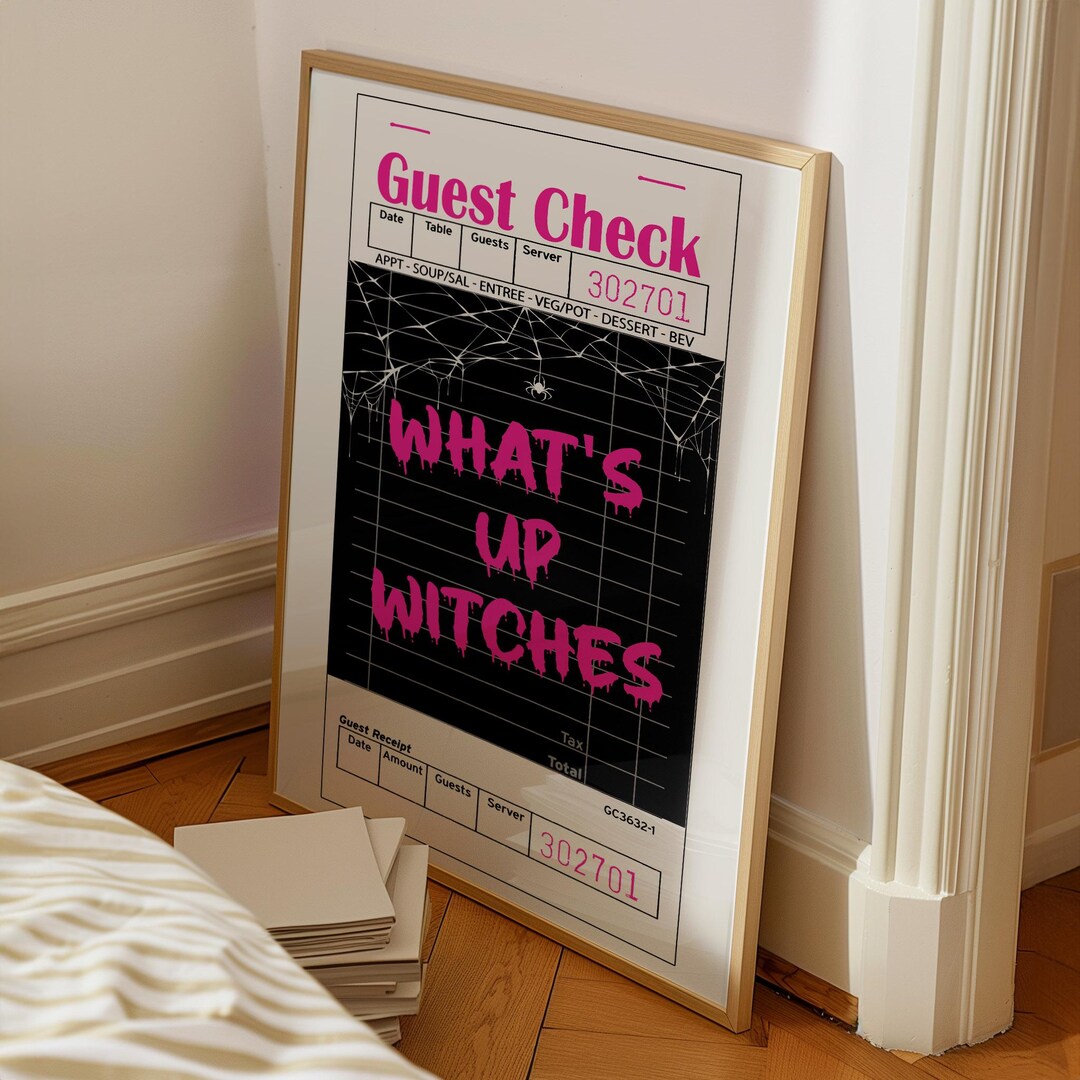 Printable Halloween Guest Check | What's up Witches Decor | Pink Black ...