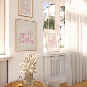 Printable Set of 3 French Breakfast Dinner Supper Posters | Pink Coffee ...