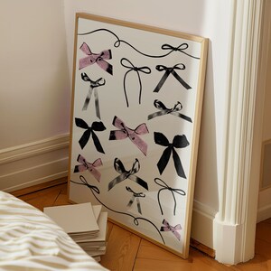 Printable Pink and Black Bows Poster | Lucky Girl Decor | Dorm or ...