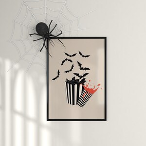 Printable Halloween Scary Movie Popcorn | Beige Halloween Print ...