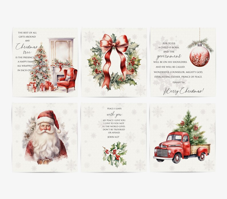 Christmas Poster Set | Festive Santa, Tree, Wreath Art - Etsy