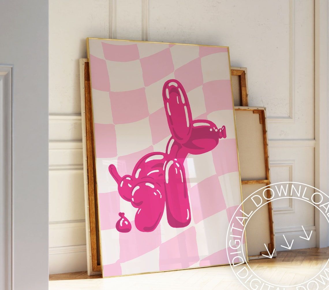 Printable Pink Balloon Dog Poster Dorm Preppy Eclectic Print Modern ...