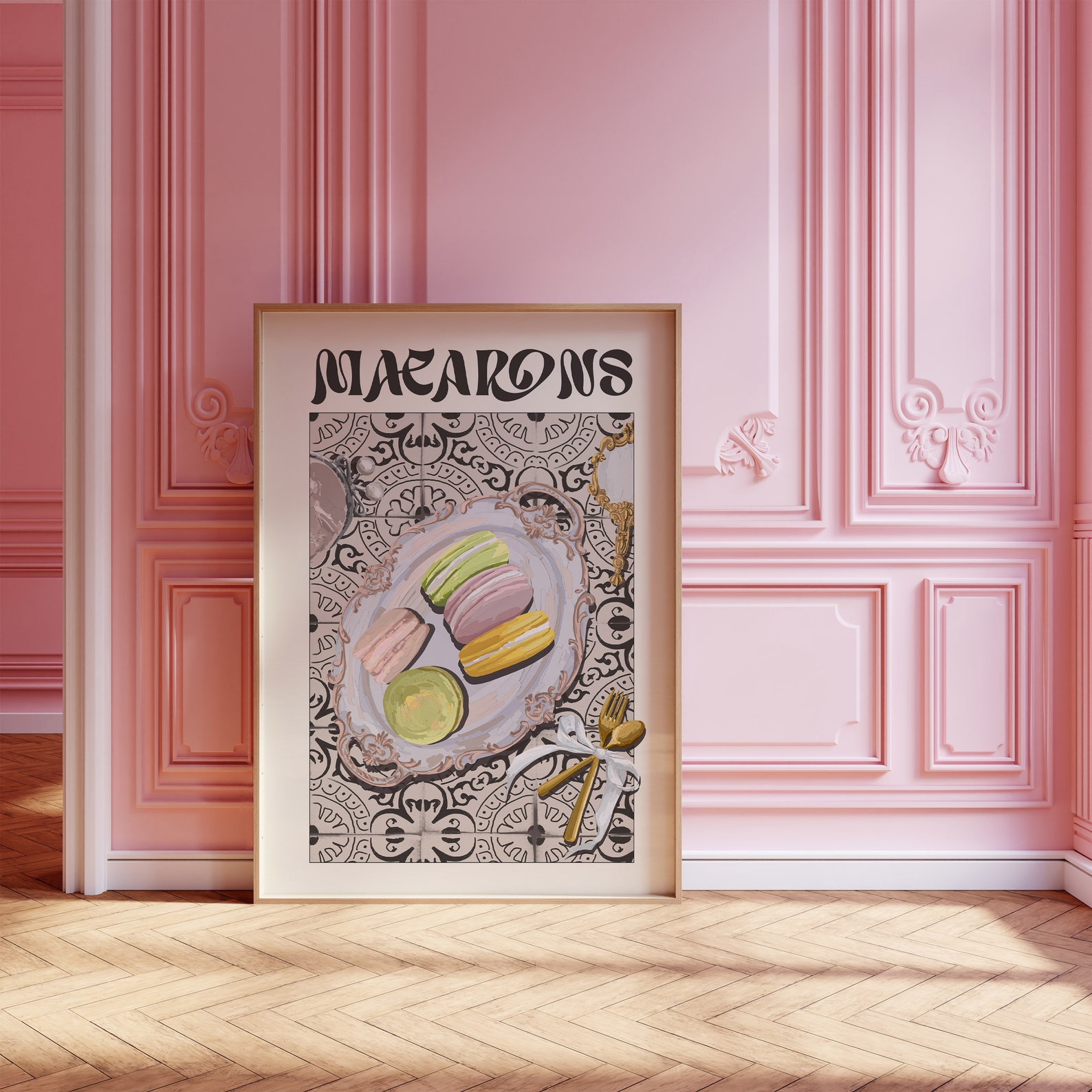 French Colorful Macarons Hand Drawn Poster | Kitchen or Dining Room ...