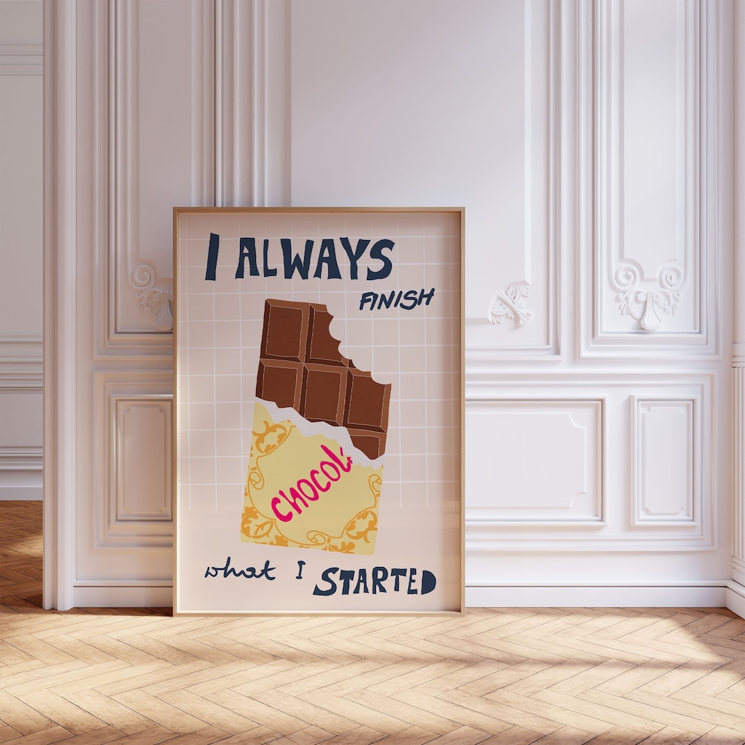 Hand Drawn Chocolate Poster | Funny Kitchen Quote Print | Modern ...