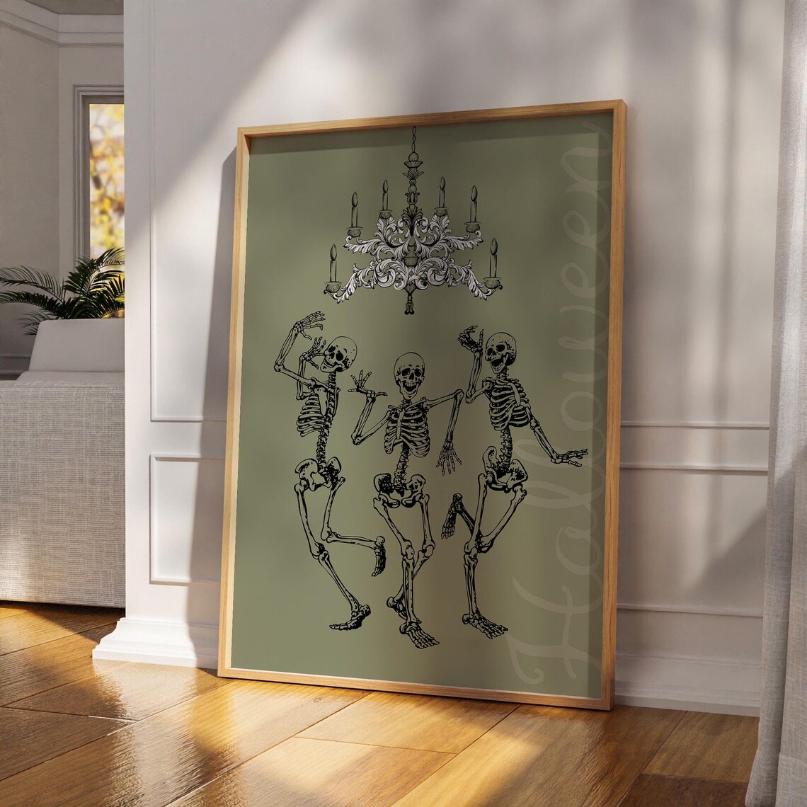 Vintage Dancing Skeletons Print | Fright Night Halloween Decor (digital ...