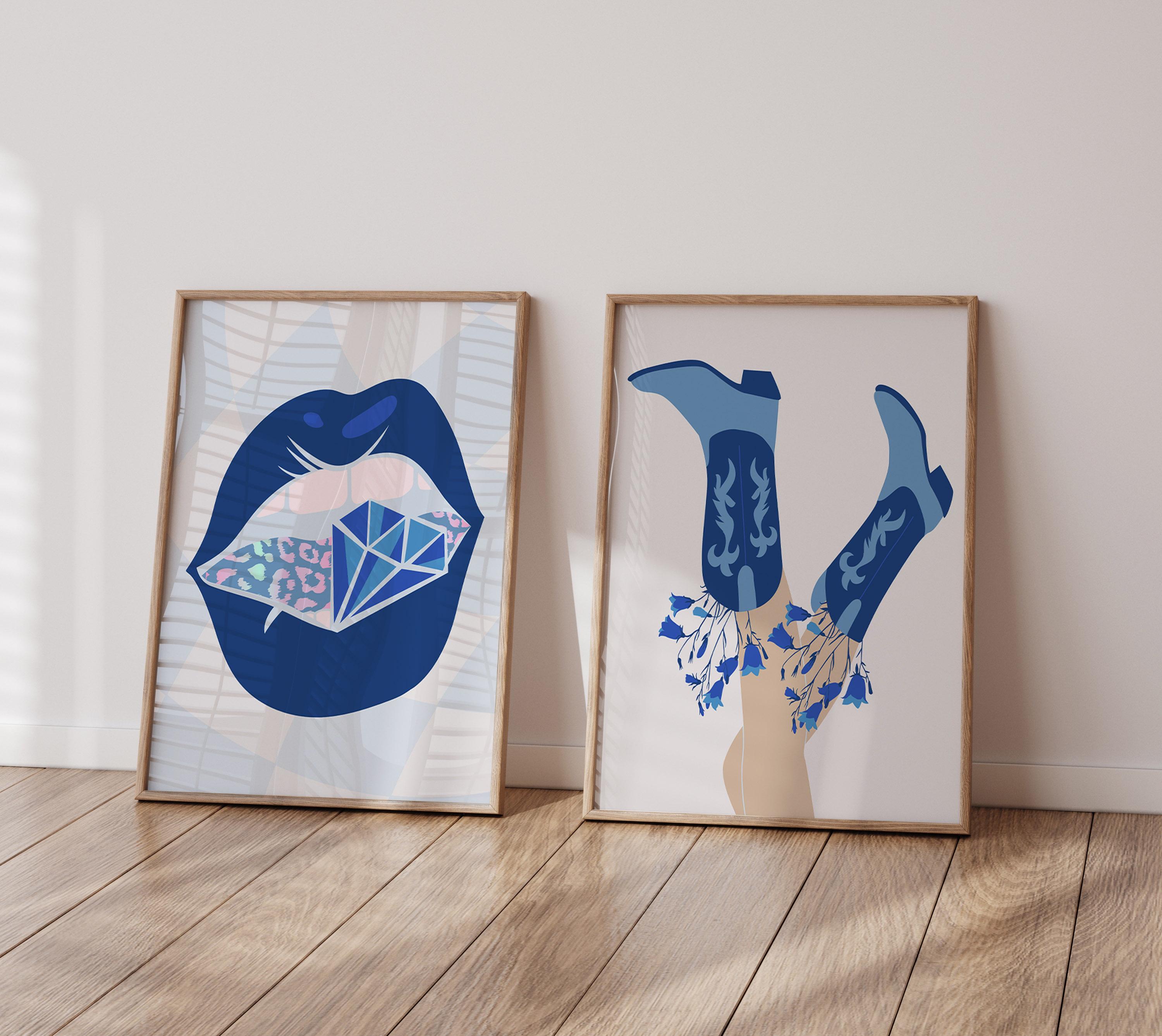 Printable Set of 8 Navy Blue Dorm Preppy Posters | Ace of Hearts Print ...