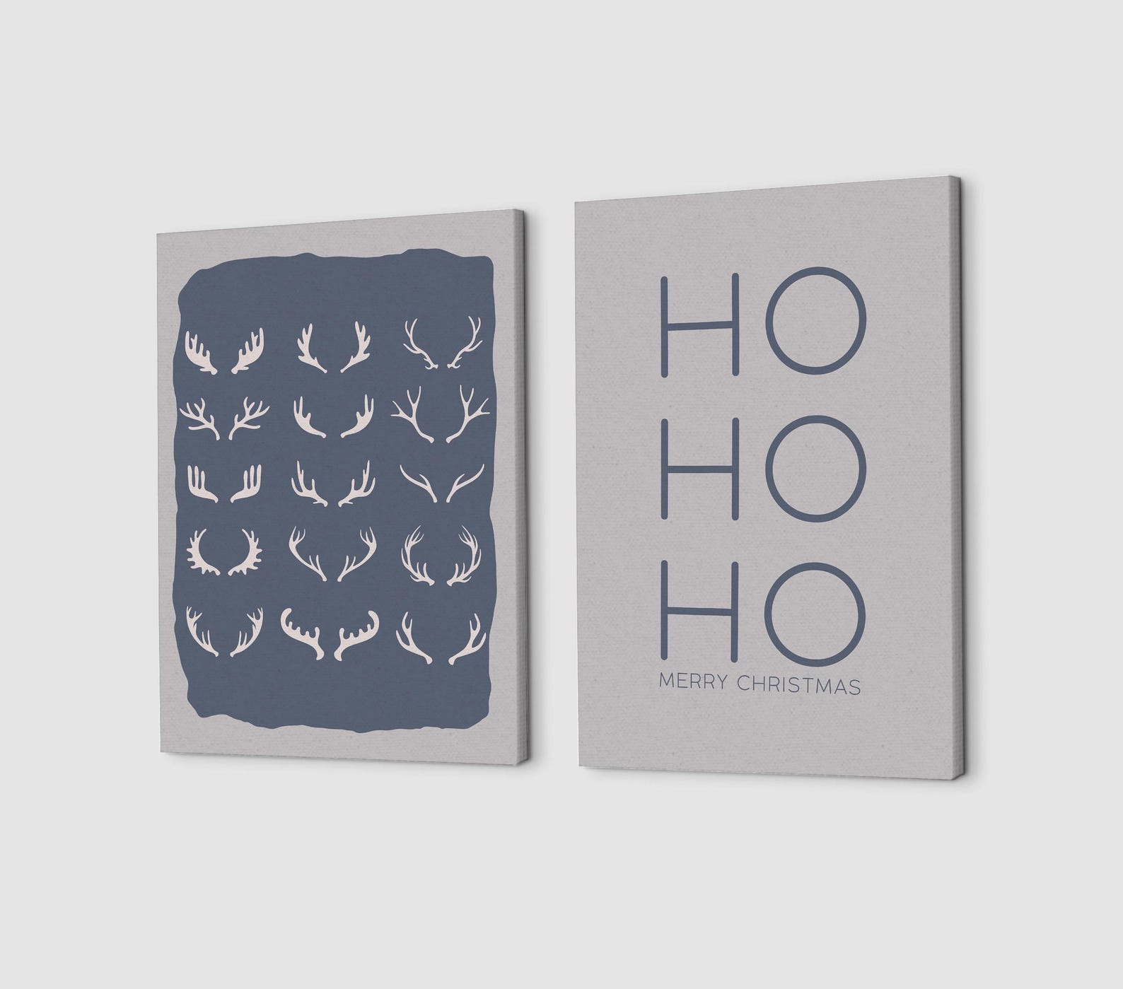 Conjunto de pôsteres de Natal azul-marinho | Estampa "Ho Ho Ho" e renas ...