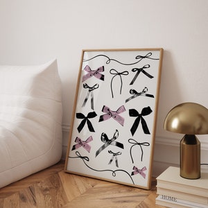Printable Pink and Black Bows Poster | Lucky Girl Decor | Dorm or ...