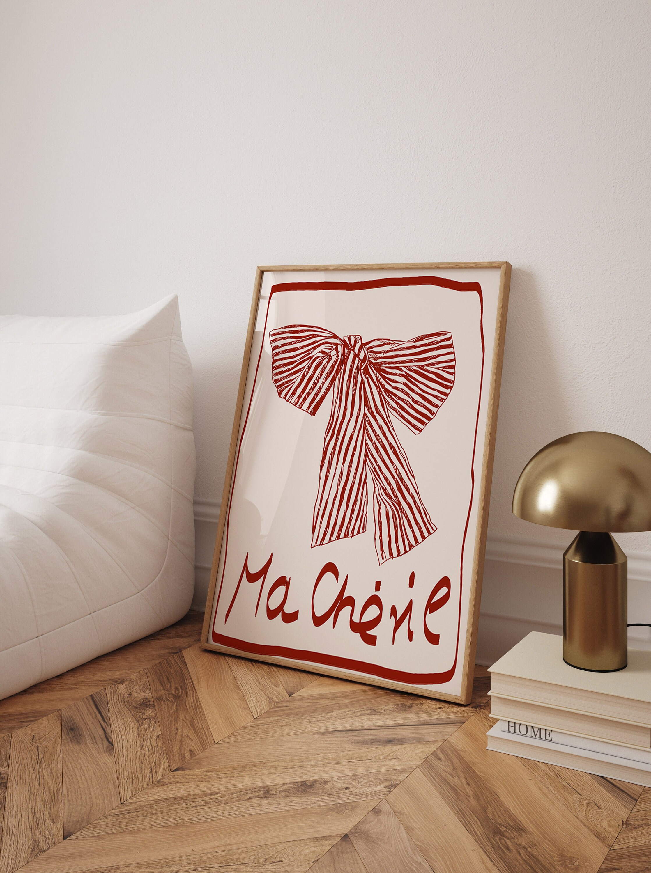 Red Striped Bow Ma Cherie Print | Girly Dorm Decor (digital Download ...