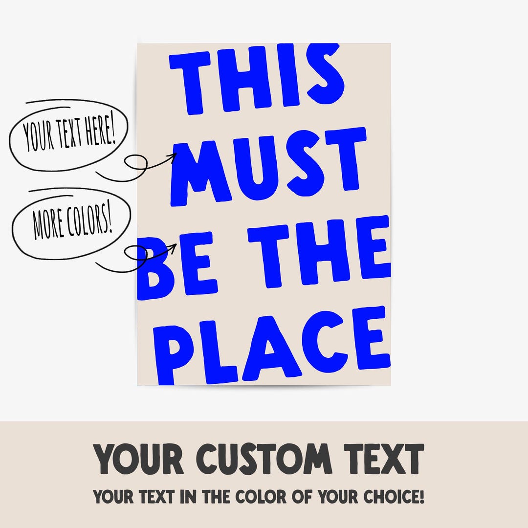 Custom Quote Poster | Personalized Retro Classic Font Print | Blue ...