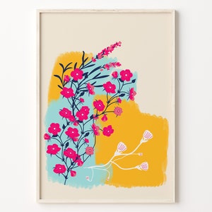 Hand Drawn Meadow Flowers Poster | Modern Vibrant Eclectic Wall Art ...