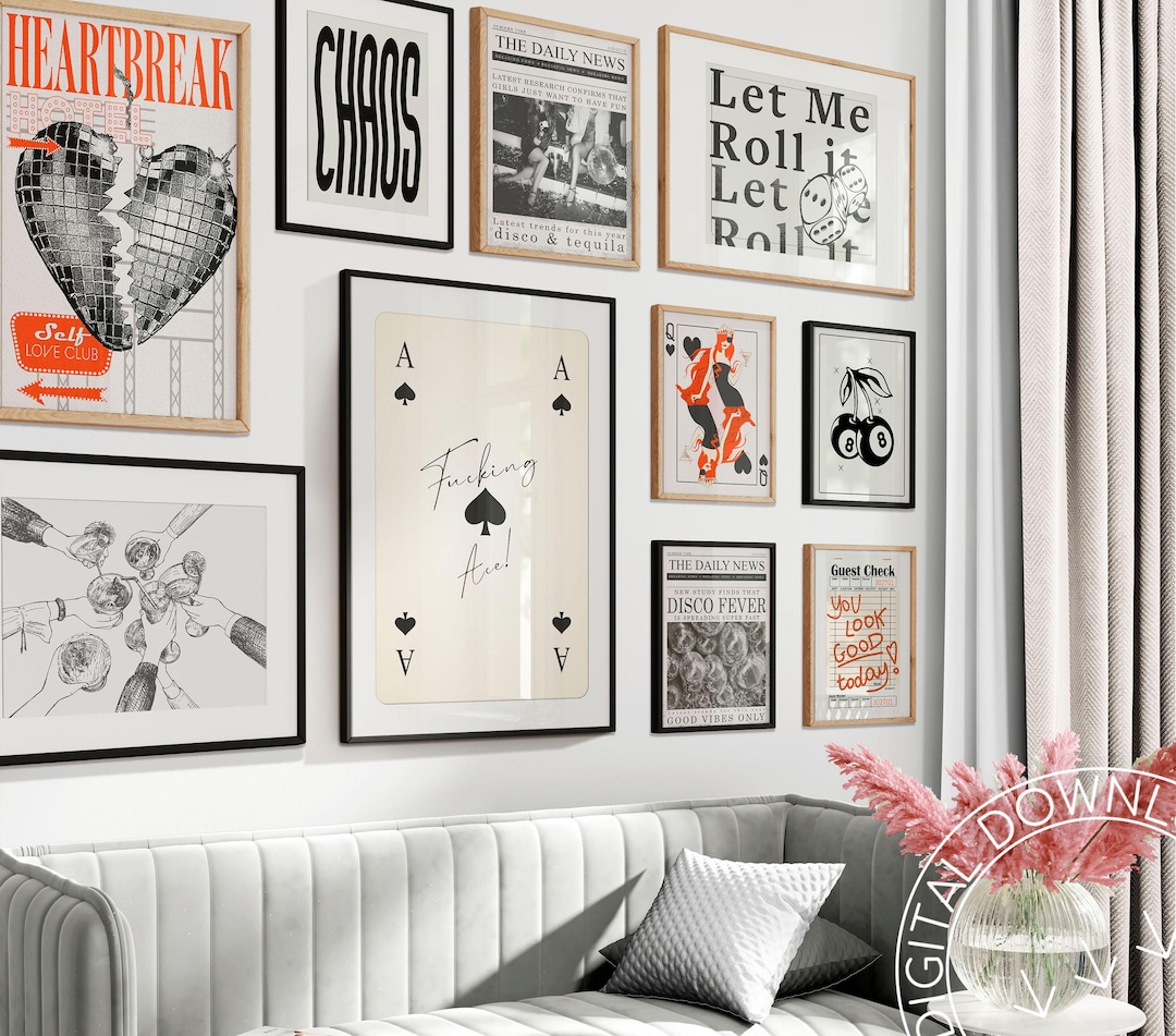 Preppy Dorm Gallery Wall Art Prints | Ace Card, Newspaper (digital ...