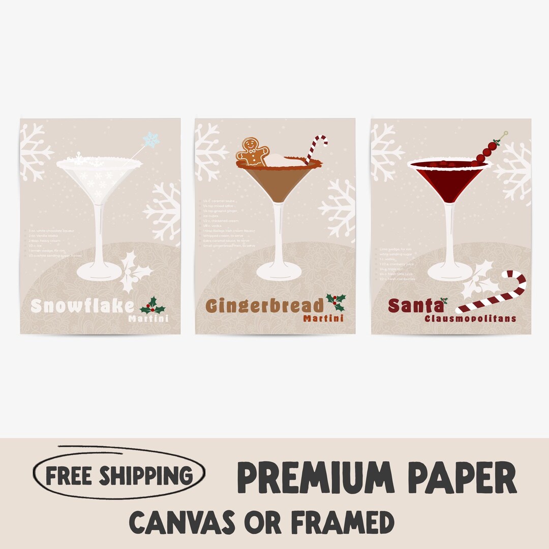 Christmas Cocktails Gallery Set of 3 | Festive Cheers Print | Christmas ...