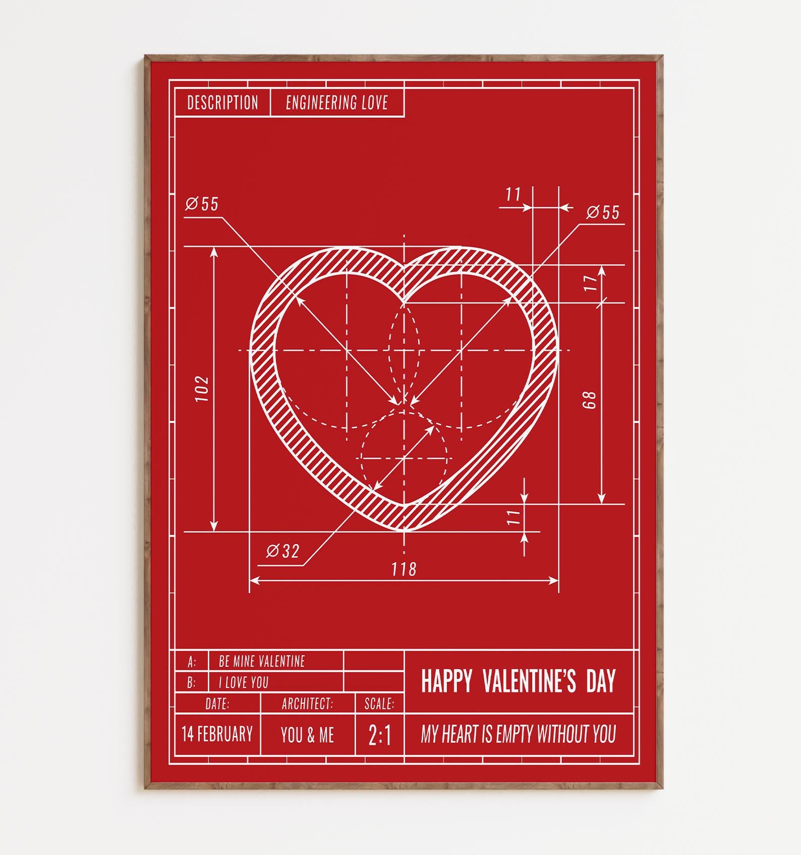 Valentine's Day Love Print | Engineering Love | Retro Romantic Couple's ...