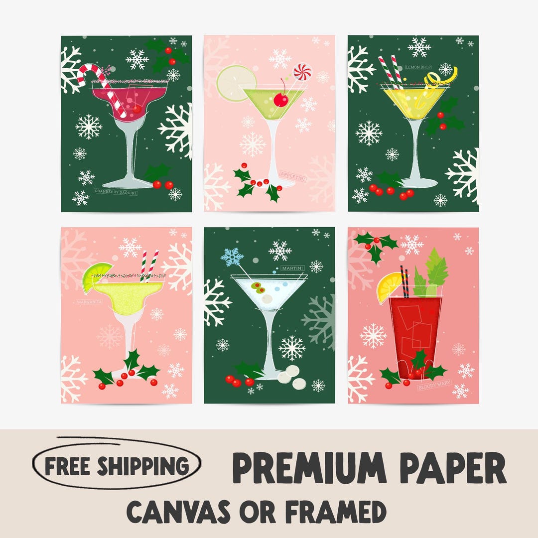 Christmas Cocktails Gallery Set of 6 | Festive Cheers Print | Christmas ...