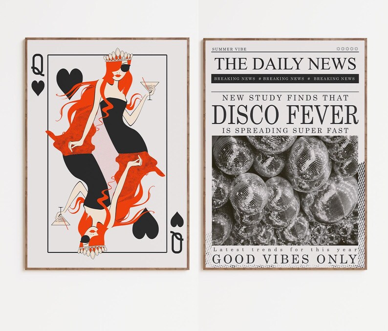 Preppy Dorm Gallery Wall Art Prints | Ace Card, Newspaper (digital ...
