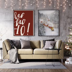 Printable Christmas Set of 2 | Red Ho Ho Ho Poster | Winter Scenery ...
