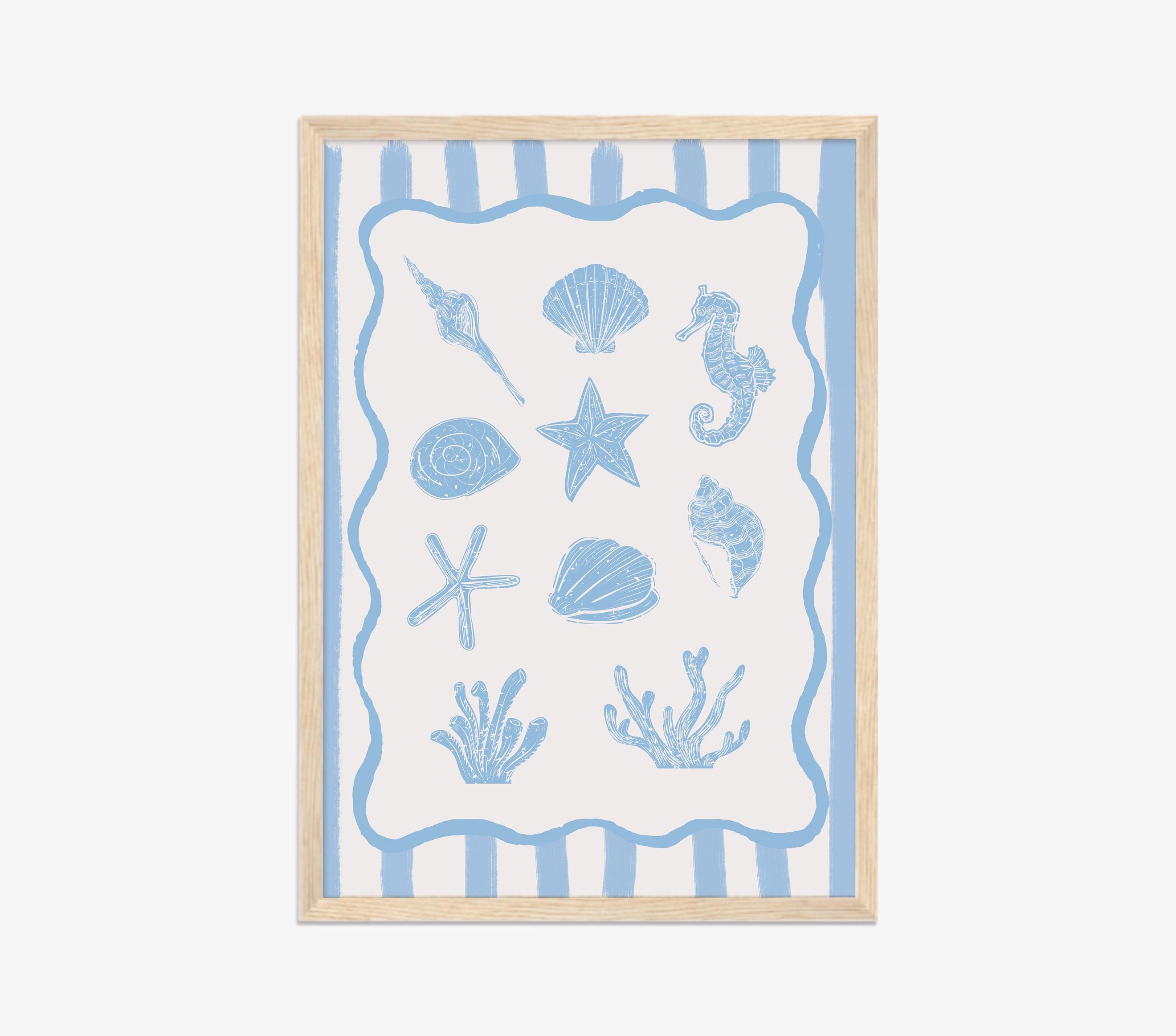 Blue Beach Shells Poster | Summer Vibes Ocean Sea Wall Art | Chill Vibe ...