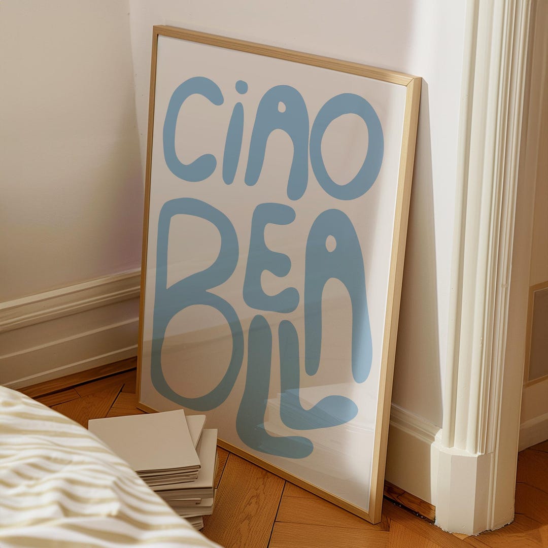 Printable Ciao Bella Quote Print | Girly Dorm Light Blue Color Trend ...