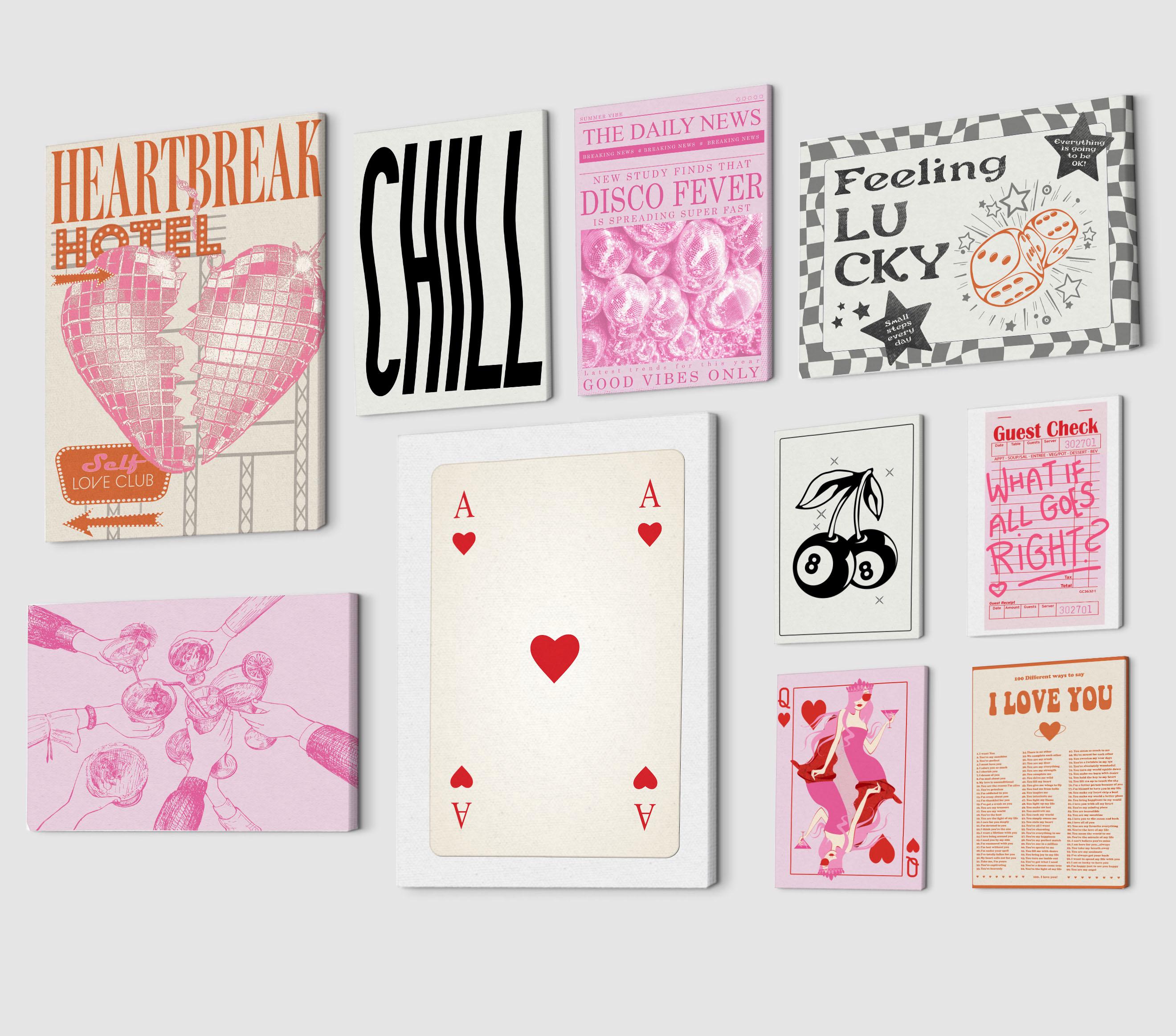 Gallery Set of 10 Preppy Aesthetic Posters | Dorm Red Pink Prints | Ace ...