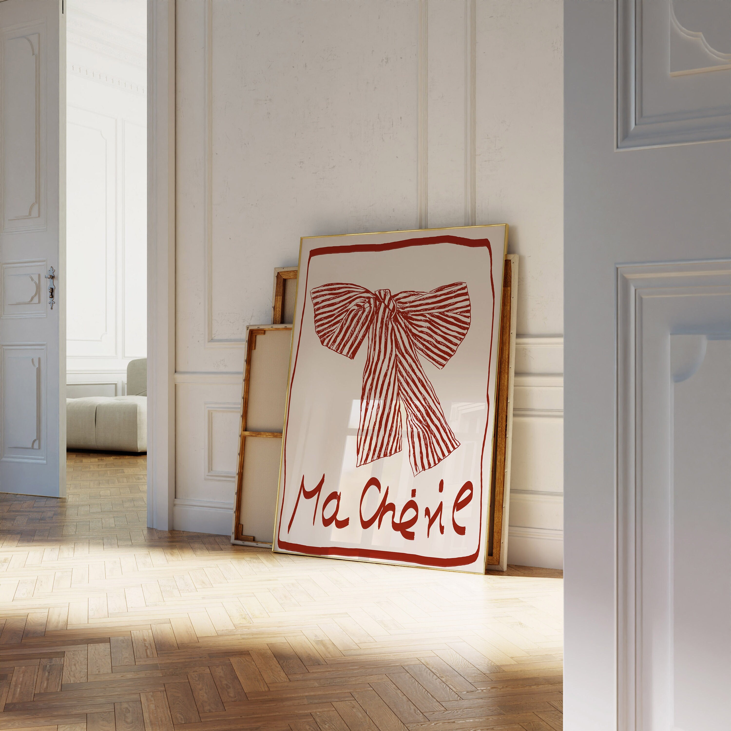 Red Striped Bow Ma Cherie Print | Girly Dorm Decor (digital Download ...