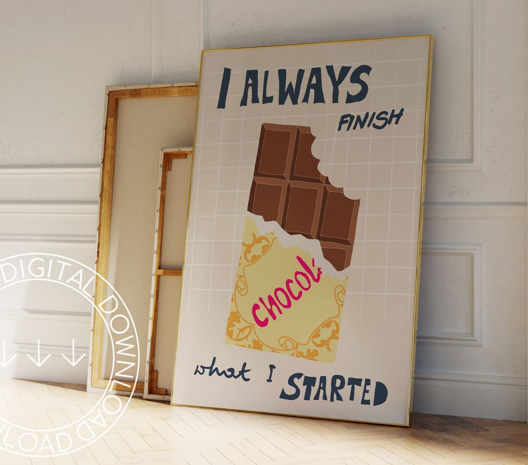Printable Hand Drawn Chocolate Poster | Funny Kitchen Quote Print ...