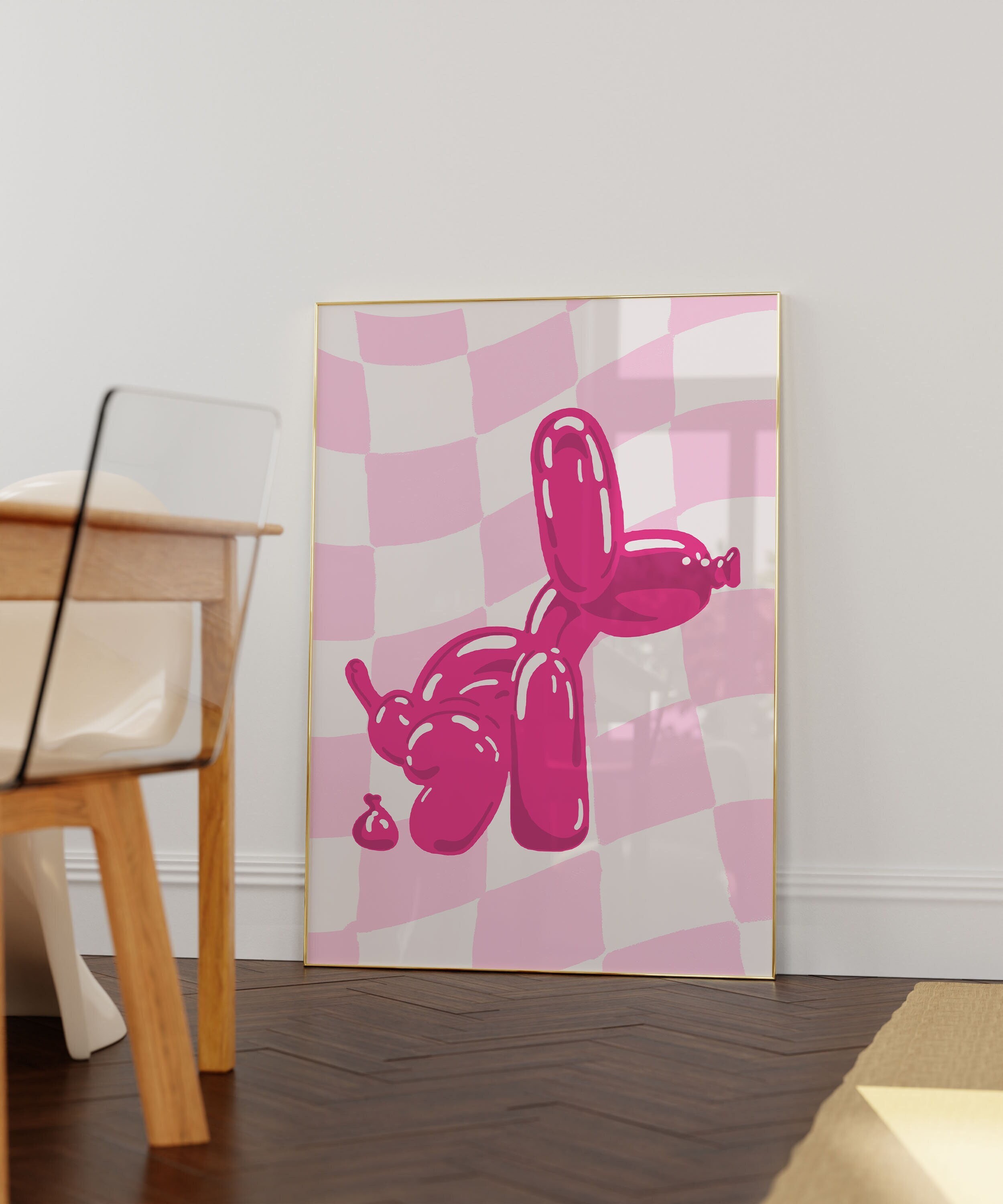 Printable Pink Balloon Dog Poster | Dorm Preppy Eclectic Print | Modern ...