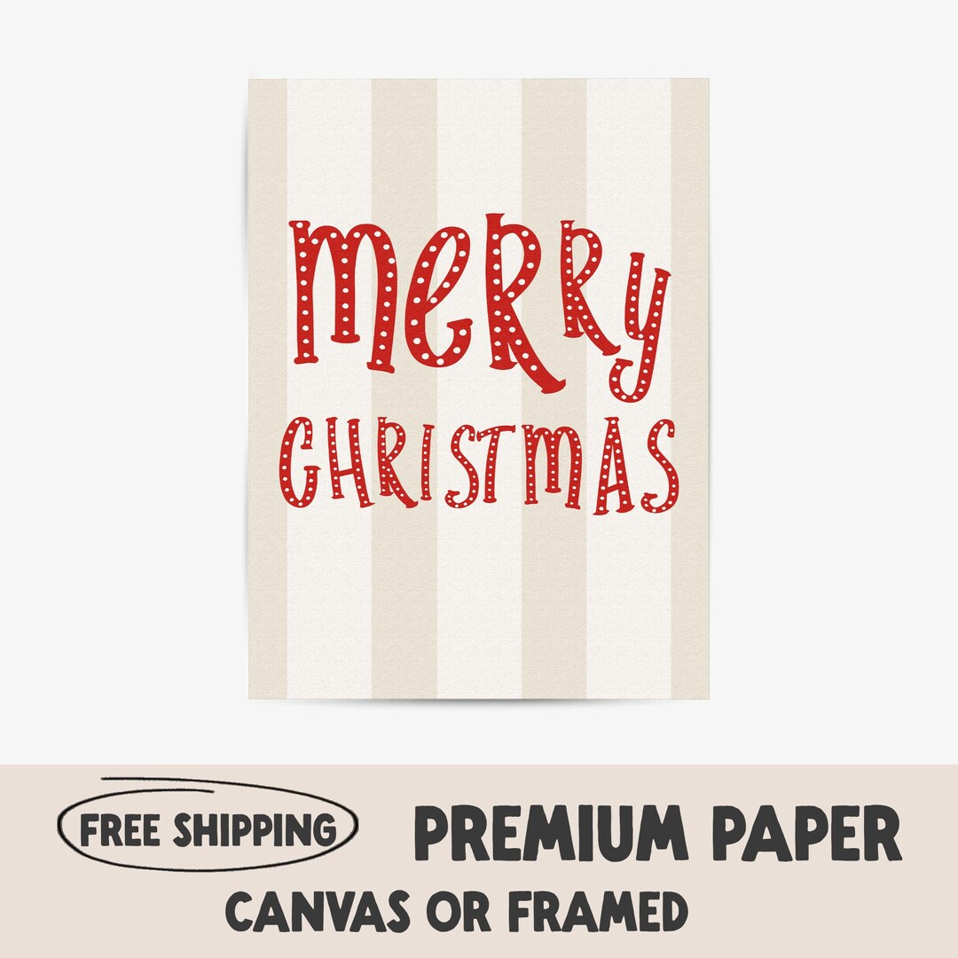 Merry Christmas Quote Poster | Retro Festive Red Beige Decor ...