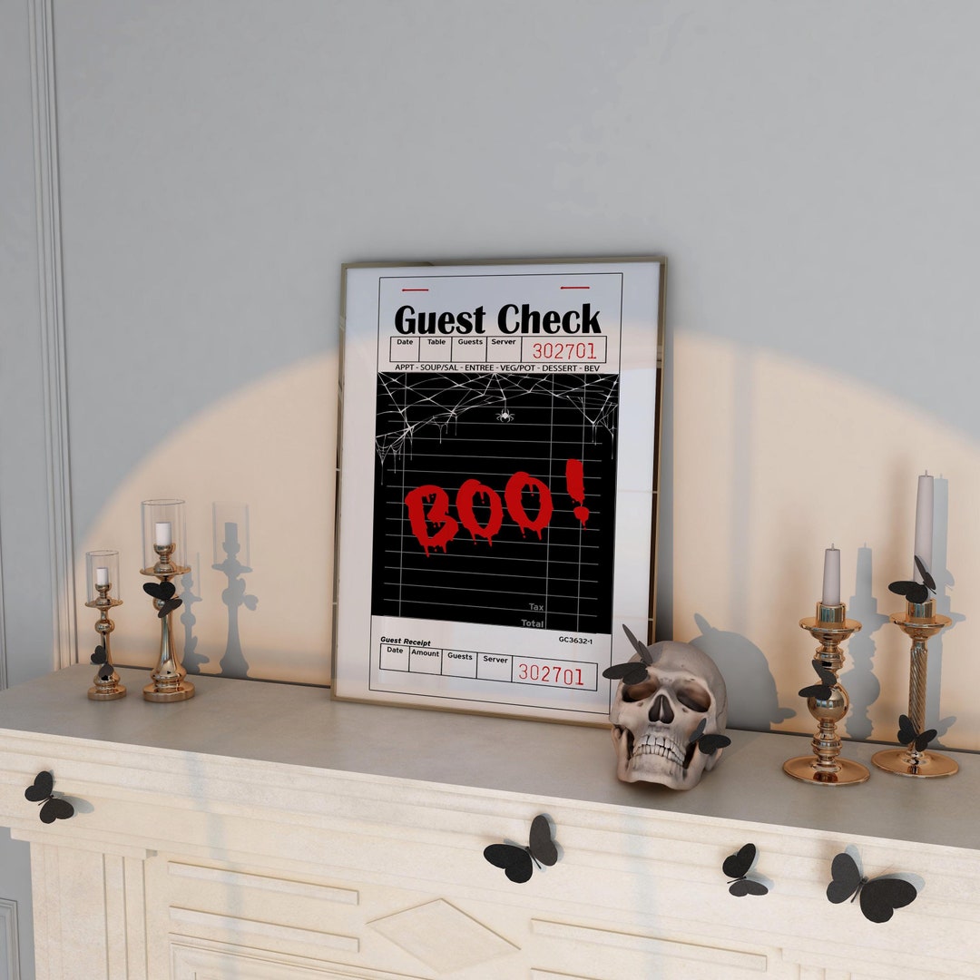 Printable Halloween Guest Check | Boo Decor | Red Black Halloween ...