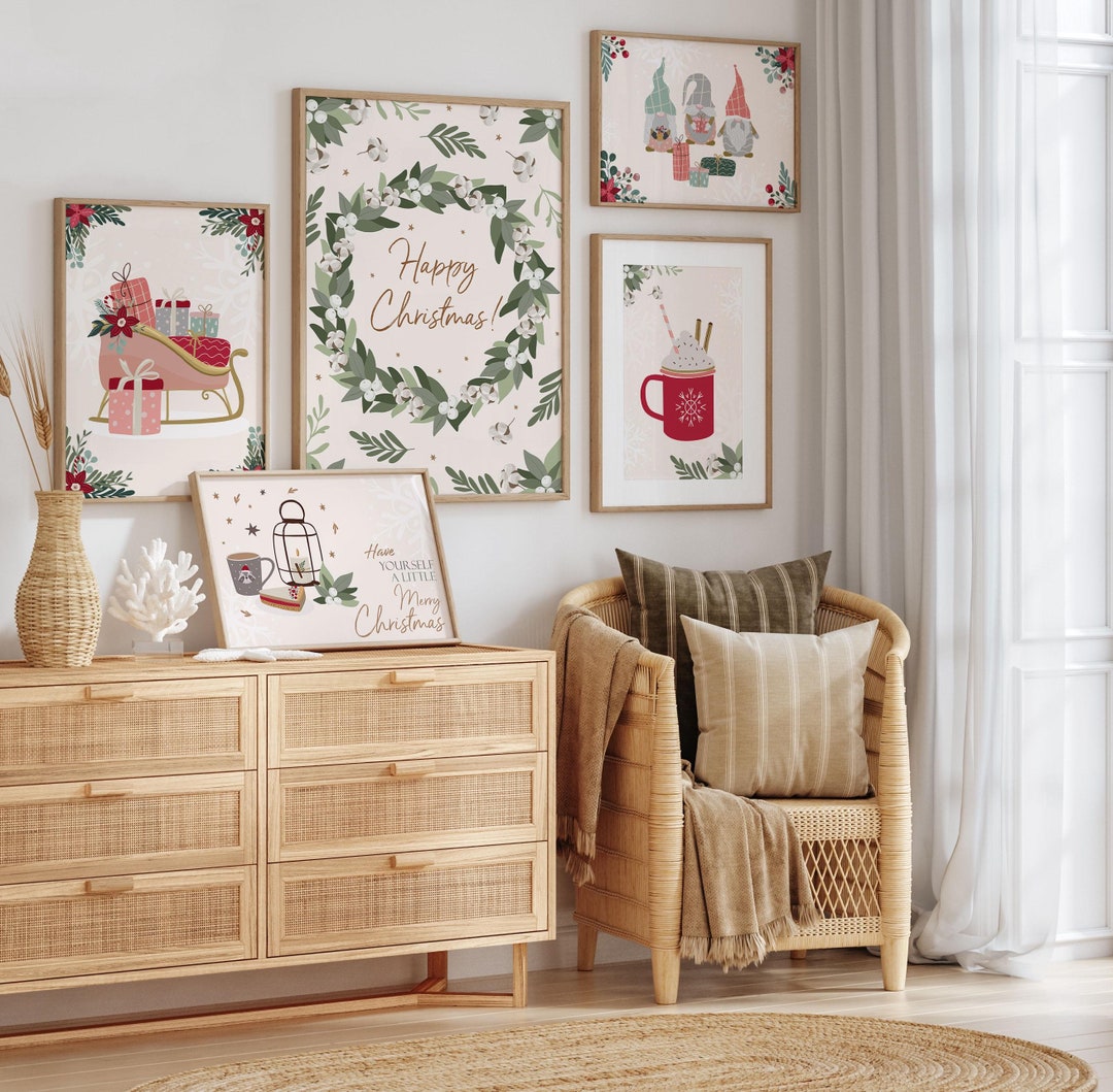 Printable Gallery Set of 5 Christmas Posters | Neutral Gentle Elegant ...