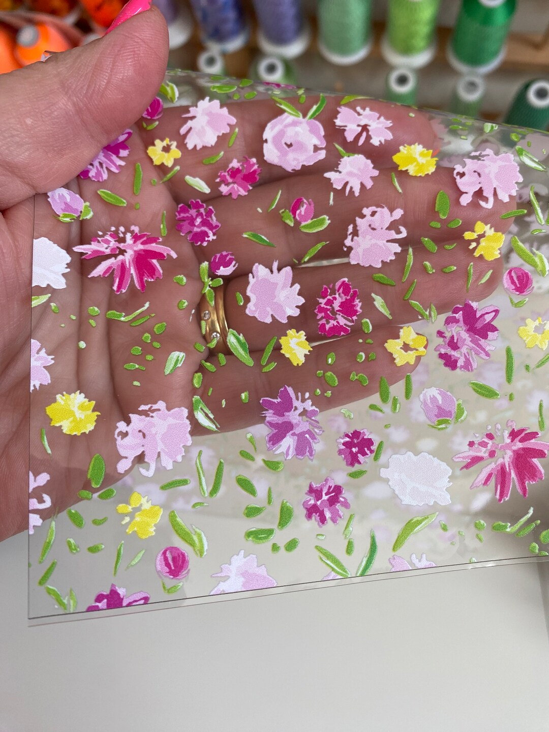 Flowers Clear Vinyl Sheet, Craft Supplies, Bag Making, Bow Making ...