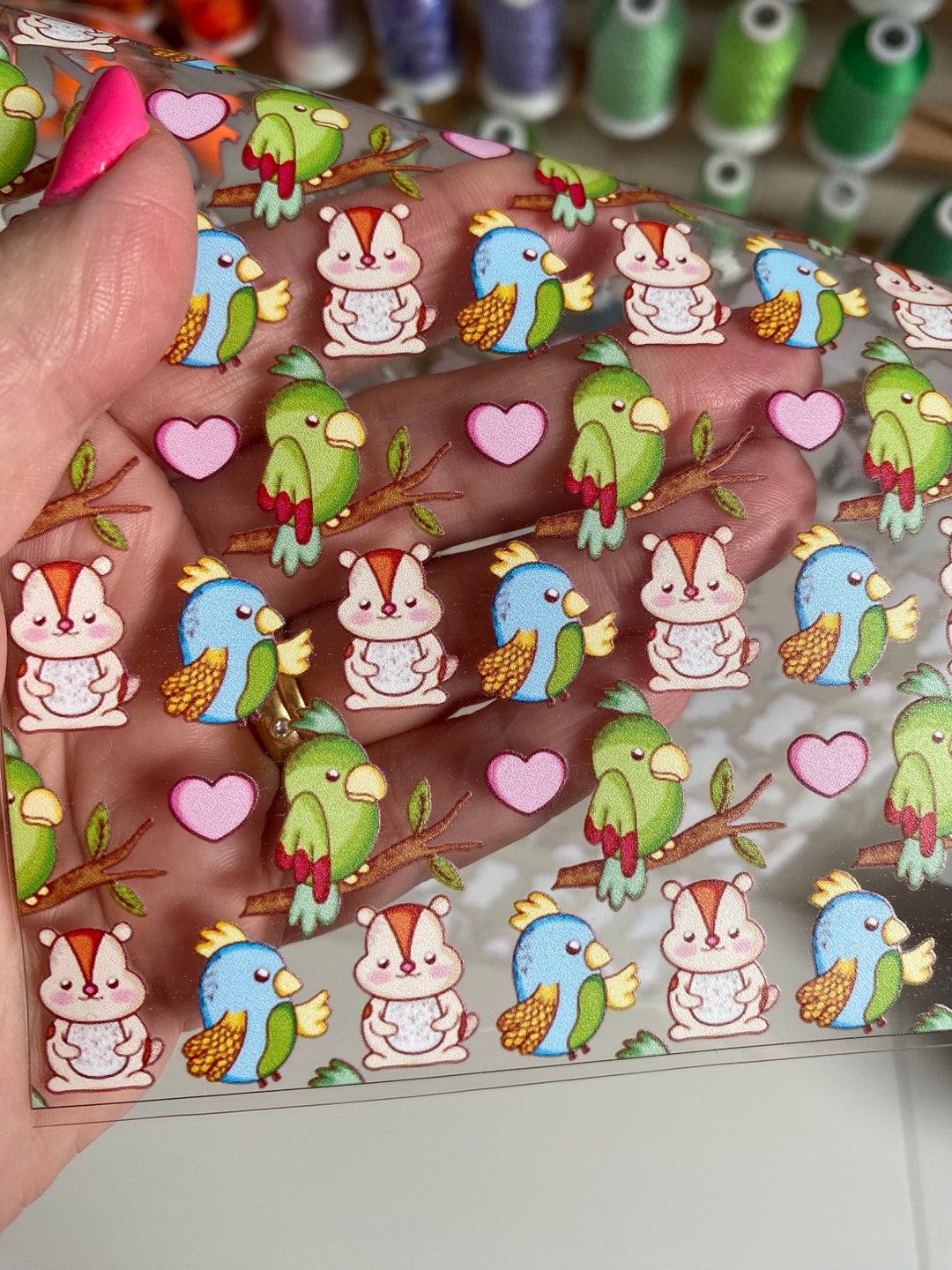 Tropical Birds Clear Jelly Vinyl Sheet, Craft Supplies, Bag Making, Bow ...