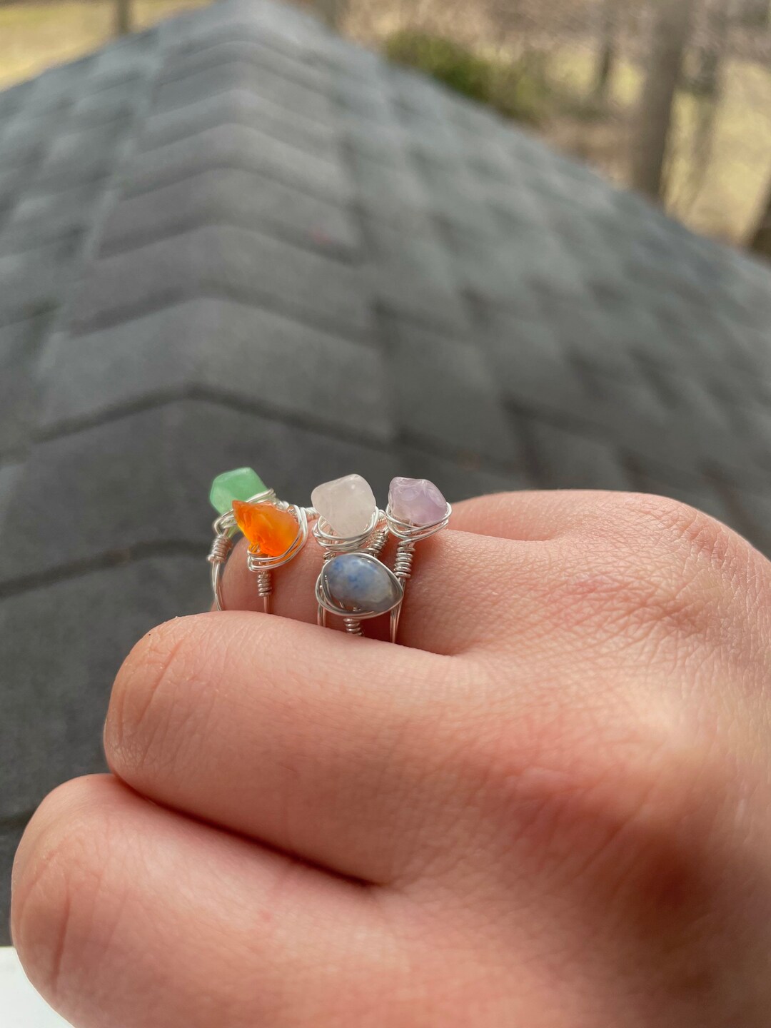 Crystal Chip Rings - Etsy