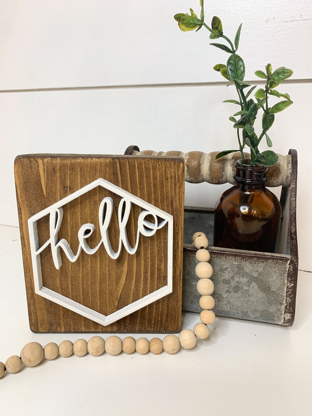 Wood Block & Laser Cut Hello Sign - Etsy