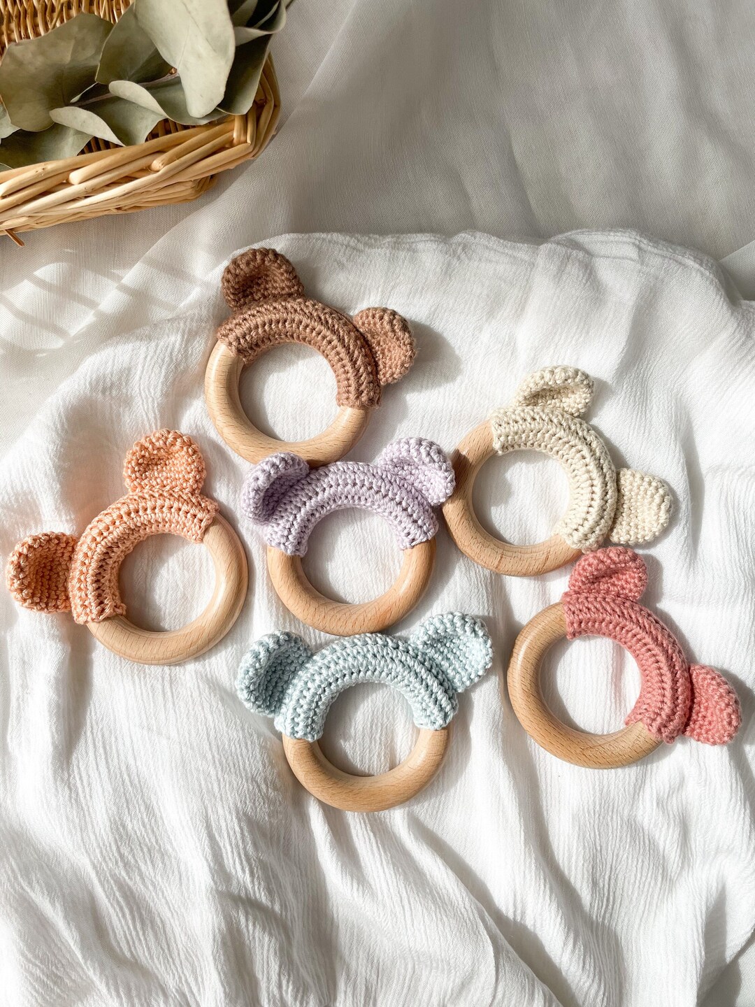 Bear Ears Wooden Teething Ring for Babies Custom Baby Shower Gift Eco ...