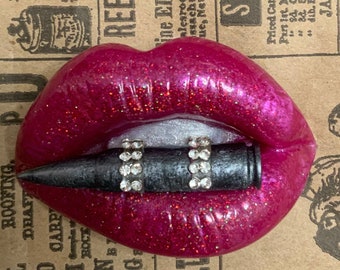 Bombshell Resin Lips Large Pink Smile Fridge Magnet Vanity Decor Lips ...