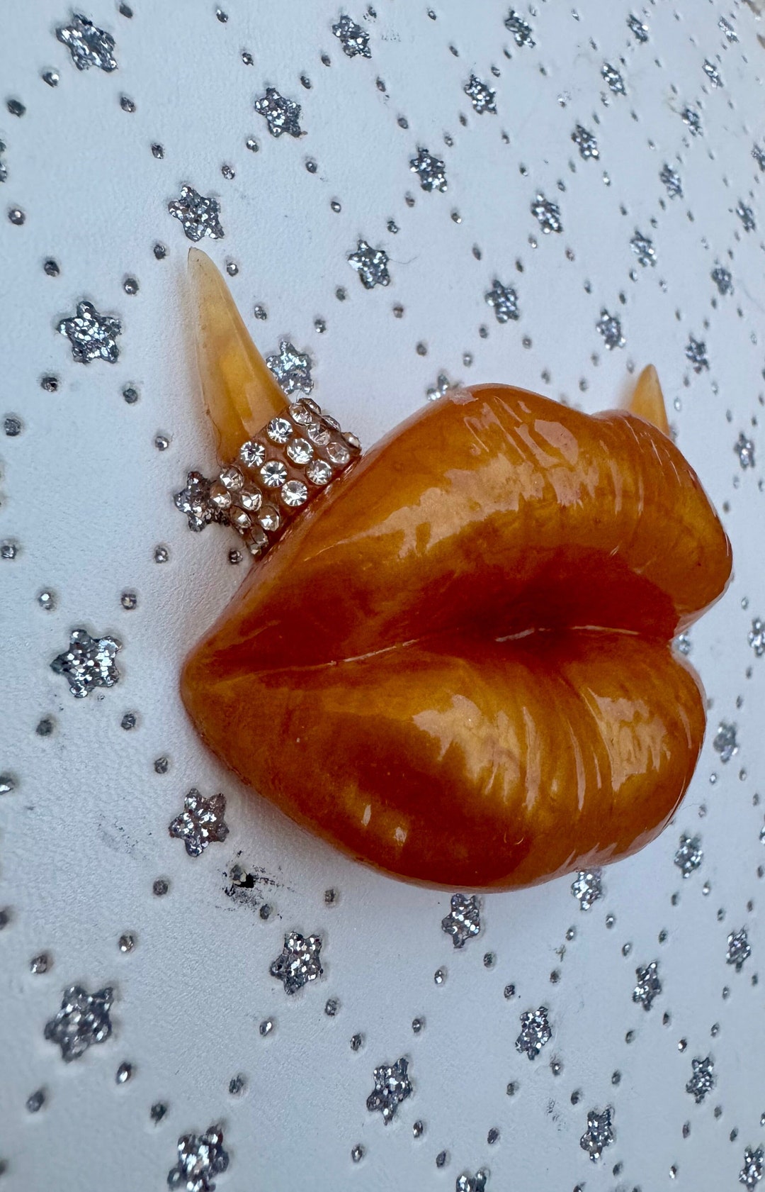 18 Karat Gold Resin Lips Display Lipstick Vanity Decor Lip Large Lips ...