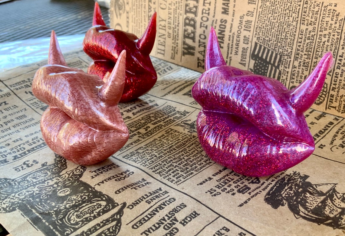 Eye Candy Resin Lips Large Hot Pink Lips Fridge Magnet Valentines Gifts ...