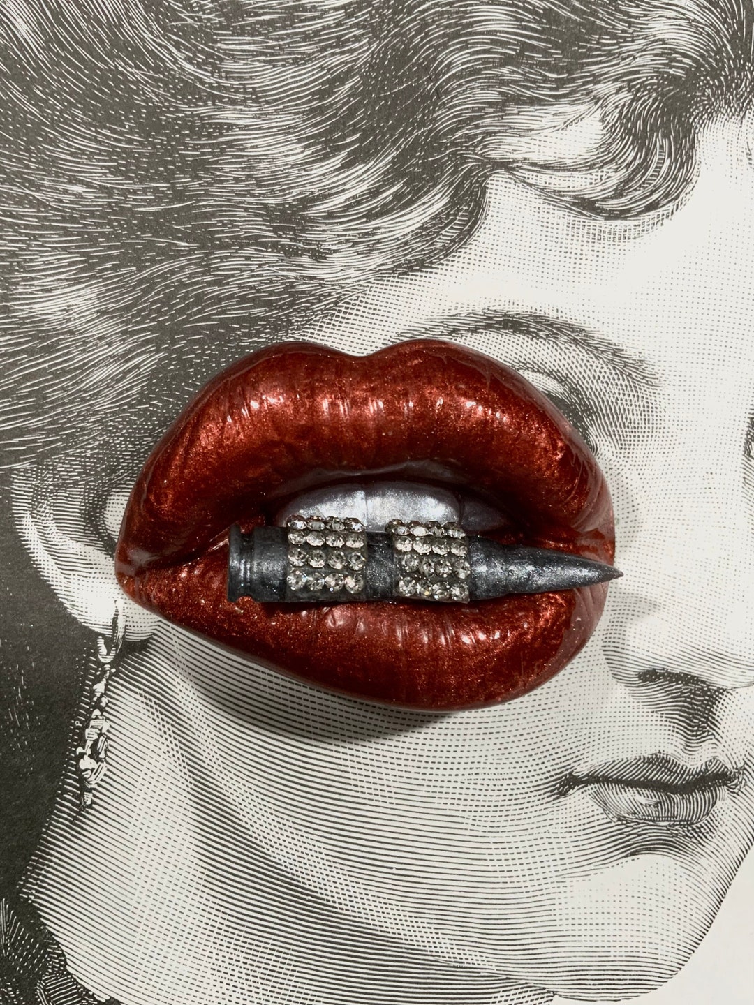 Bite the Bullet Resin Lips Large Mahogany Lip Fridge Magnet Vanity ...